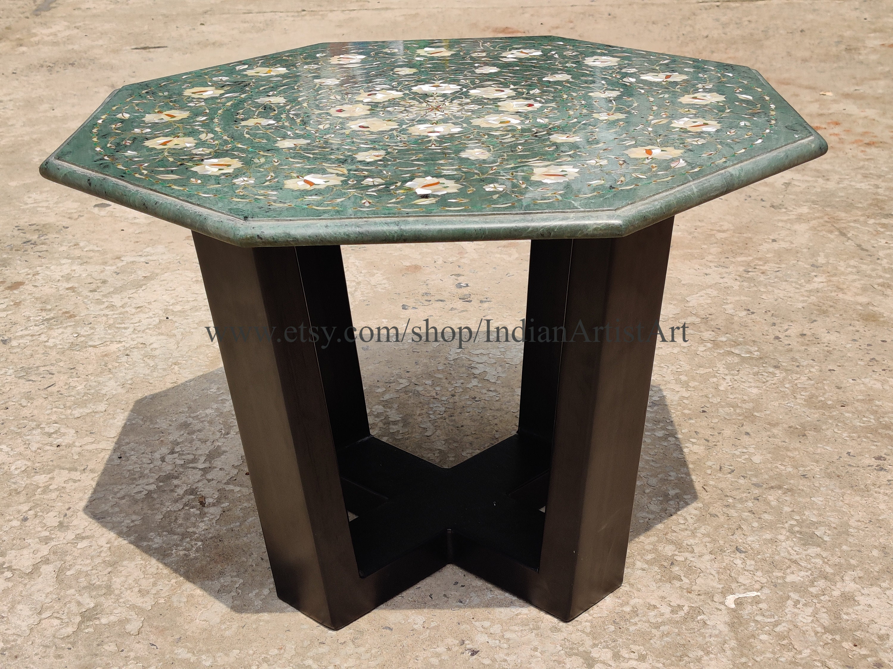 Green Marble Coffee Table Indian Natural Marble Top Coffee | Etsy