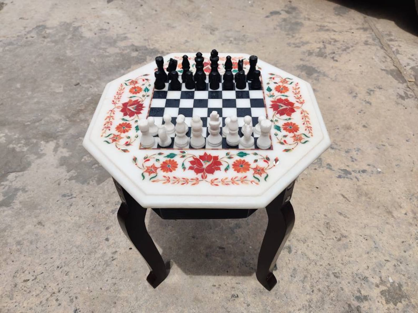 Queen Gambit Chess White Marble Chessboard Chess Table With - Etsy
