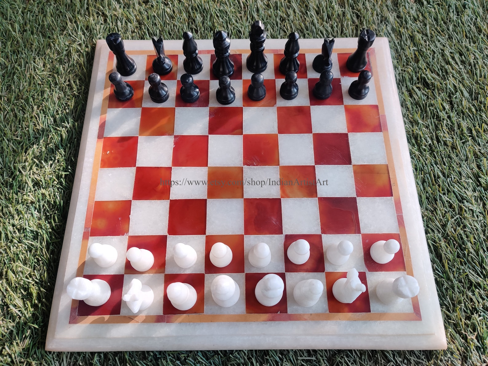 Red Onyx Chess Board Home Furnishing Chess Board Handmade | Etsy