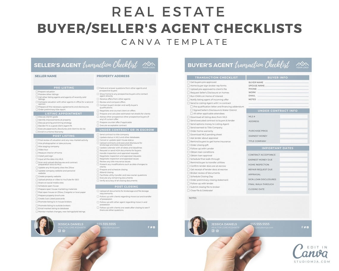 Sellers Agent Transaction Checklist, Real Estate Marketing, Real Estate ...