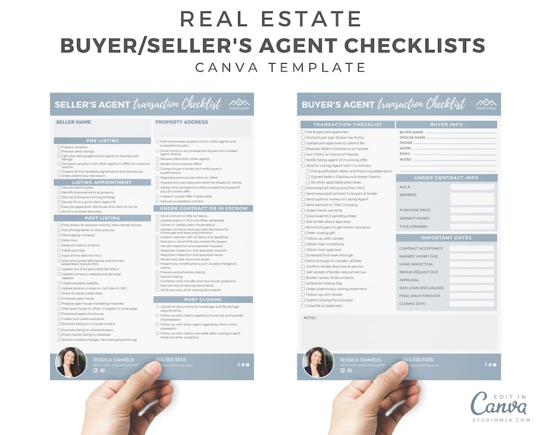 Sellers Agent Transaction Checklist, Real Estate Marketing, Real Estate ...