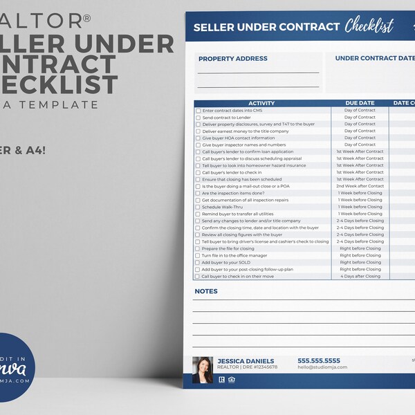 Under Contract Checklist Template - Etsy
