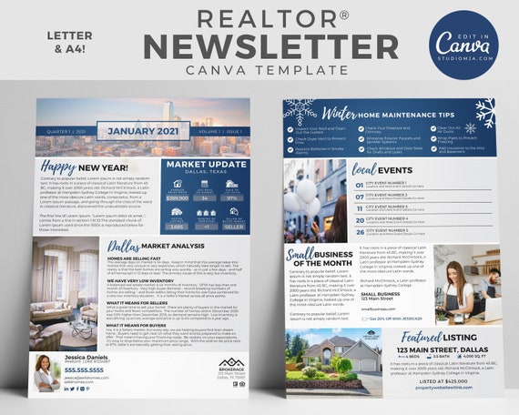 Real Estate Newsletter January Newsletter Real Estate - Etsy