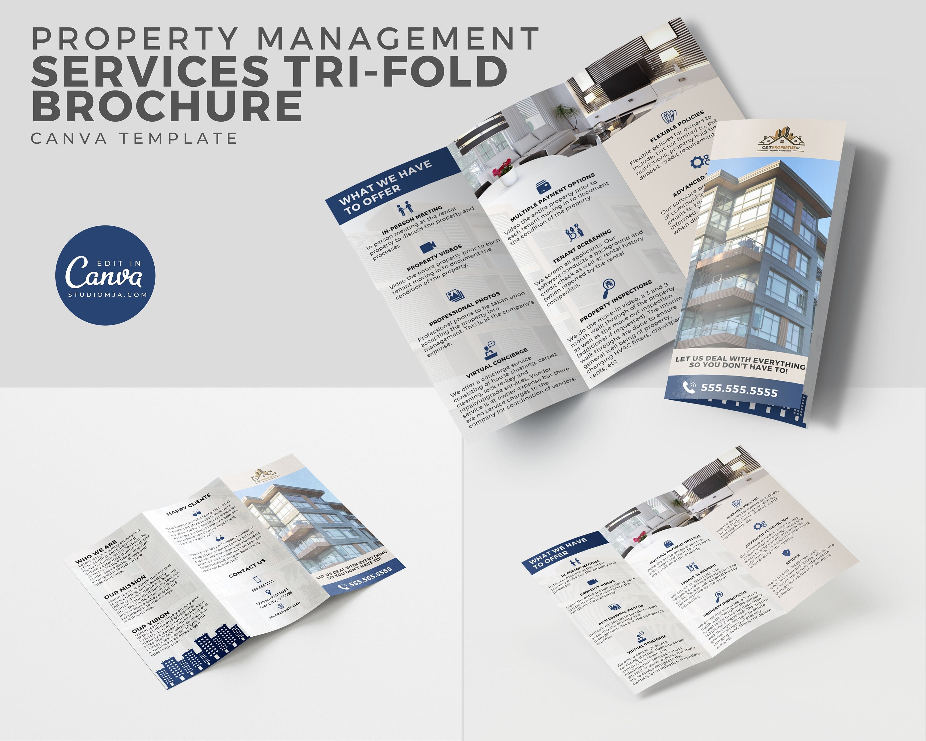 Property Management Brochure, Real Estate Marketing, Tri-fold Real ...