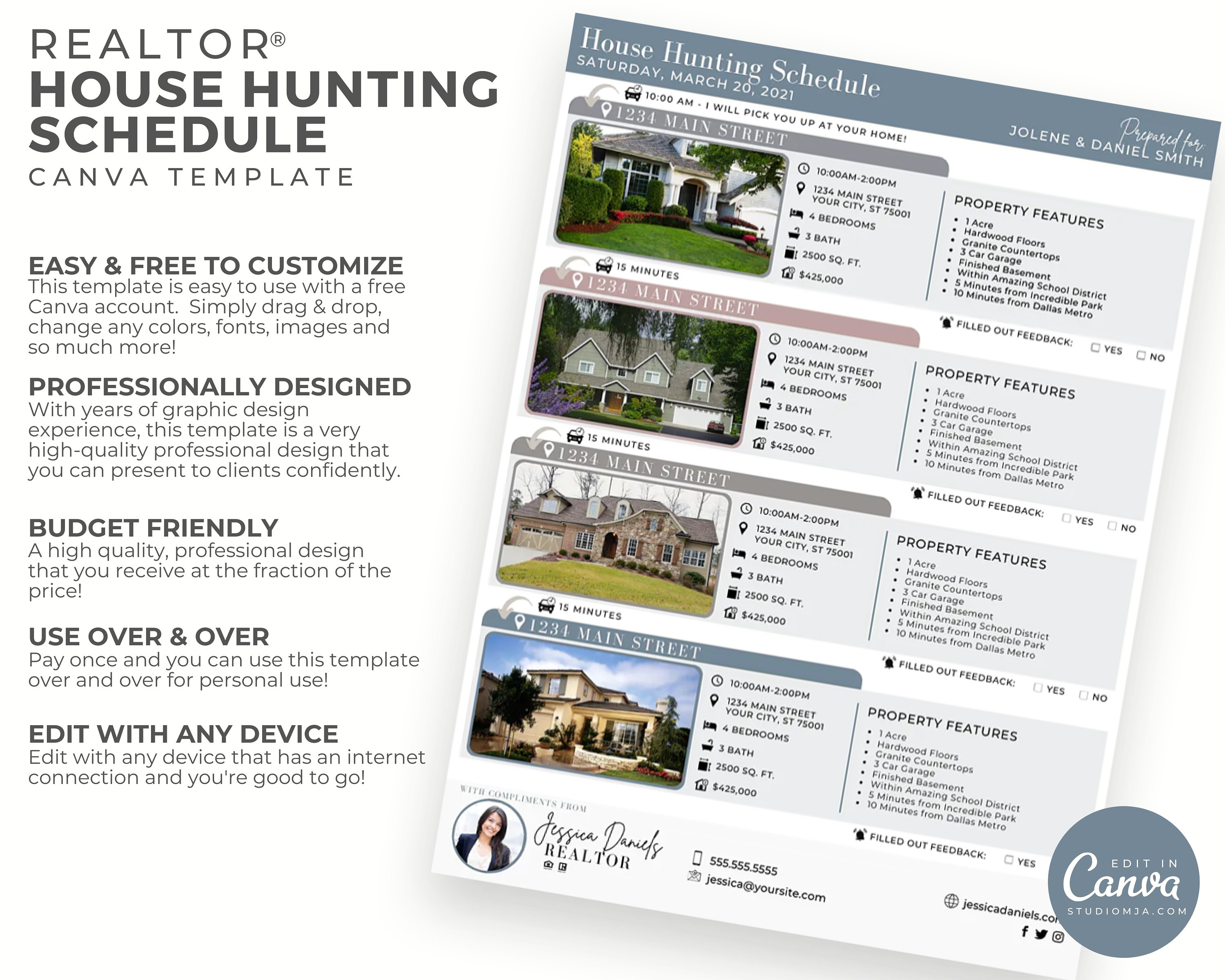 House Hunting Schedule | Real Estate Template | Home Buyer Guide | Home ...