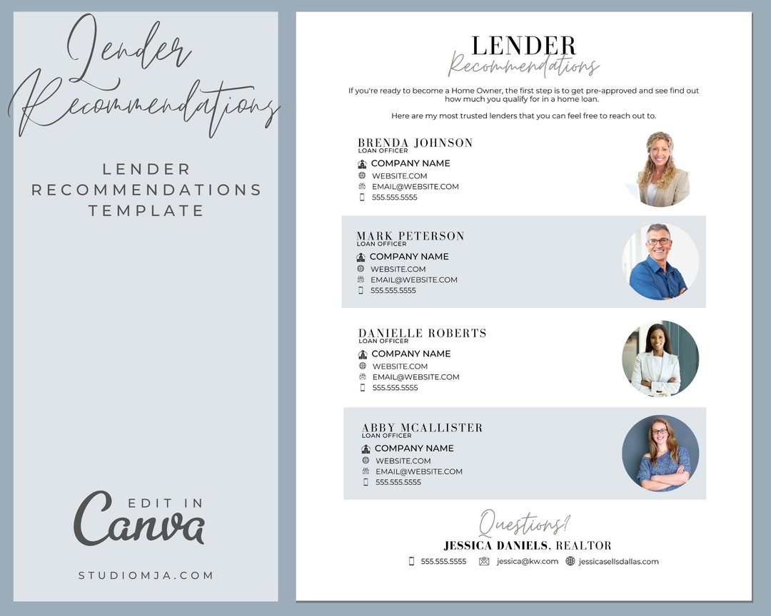 Lender Recommendations | Realtor Template | Canva Template | Realtor ...