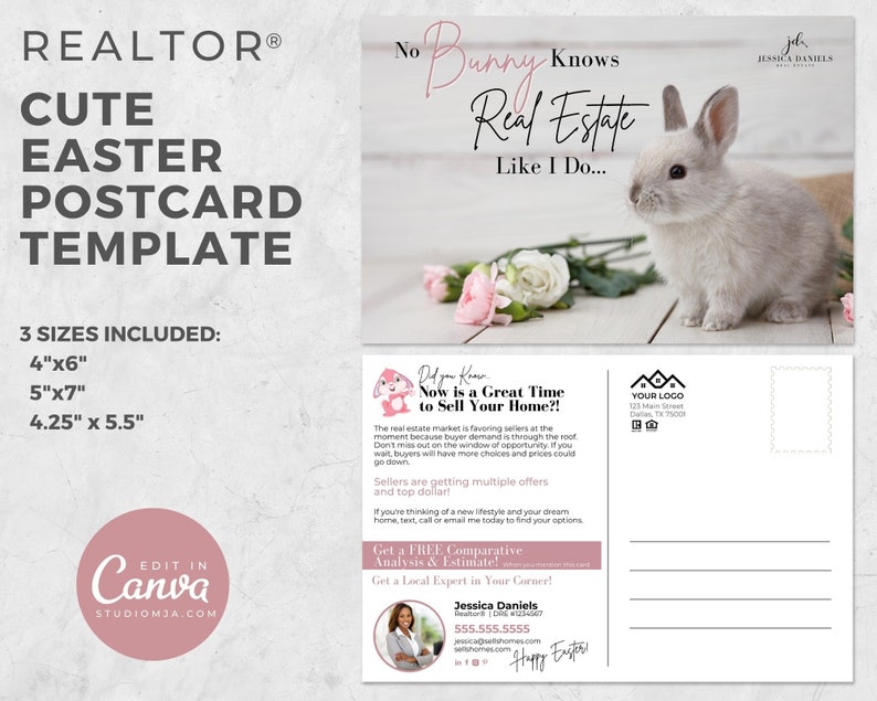 Real Estate Easter Postcard | Realtor Template | Real Estate | Canva ...