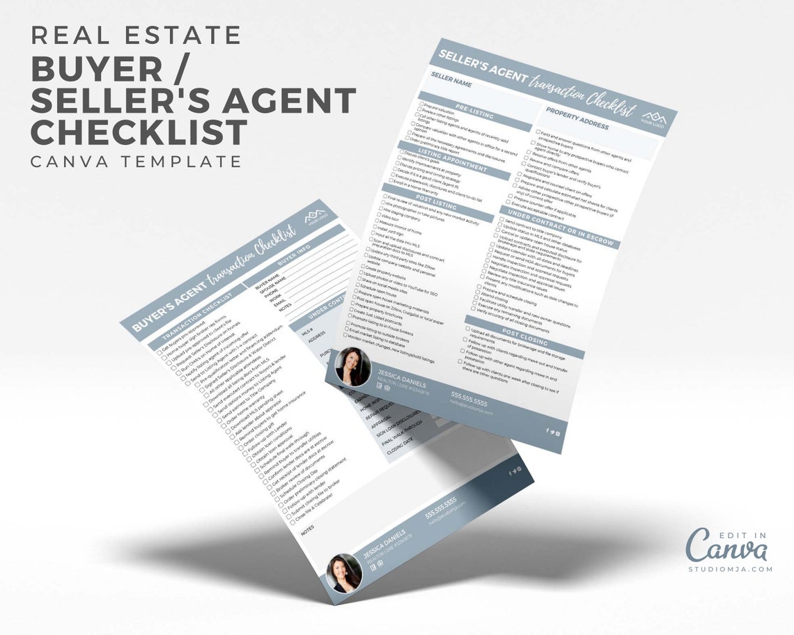 Sellers Agent Transaction Checklist, Real Estate Marketing, Real Estate ...