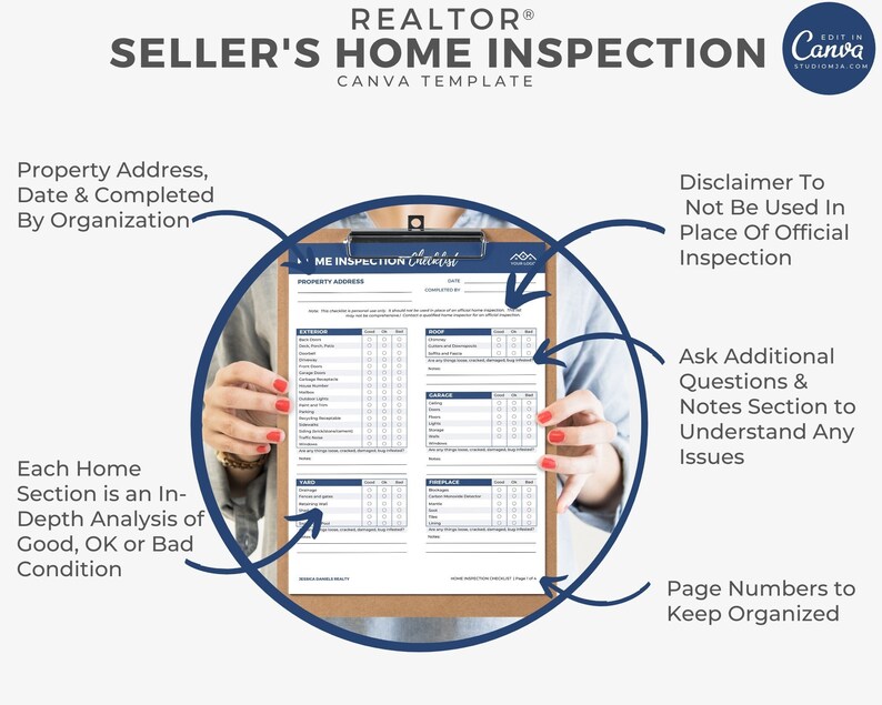 Real Estate Home Inspection Checklist, Real Estate Marketing, Printable ...