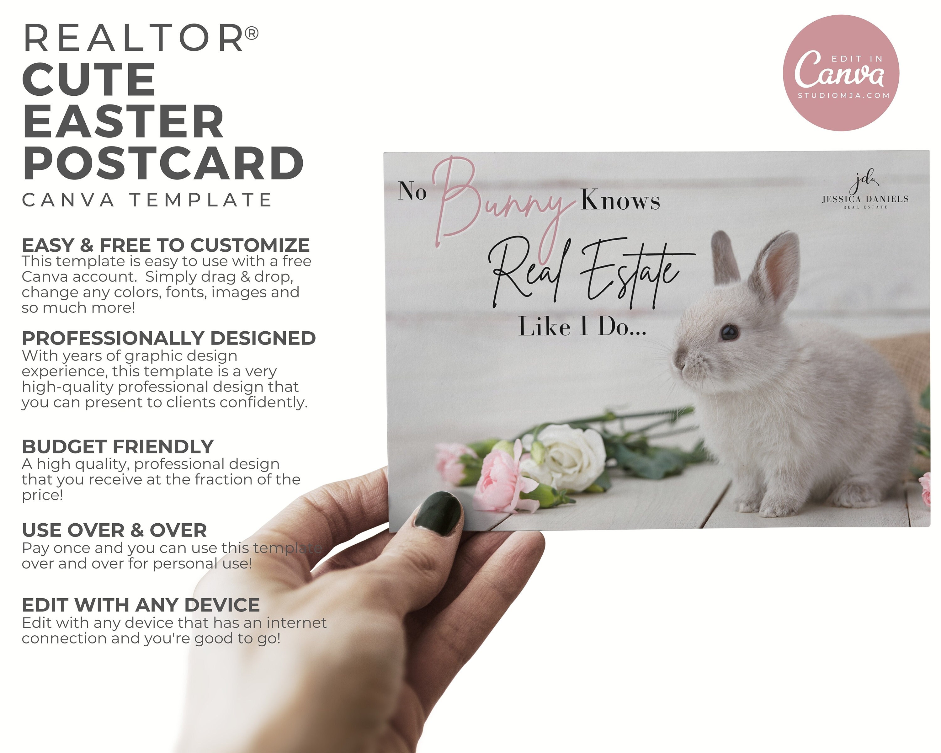 Real Estate Easter Postcard Realtor Template Real Estate | Etsy