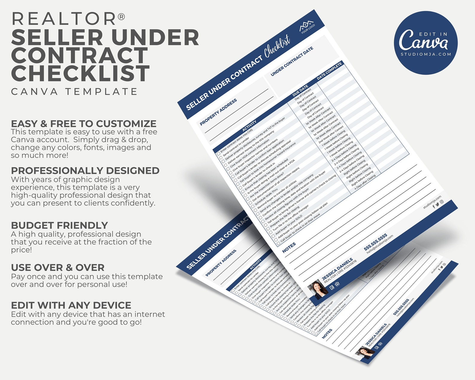 Under Contract Checklist Realtor Tool Real Estate Marketing | Etsy