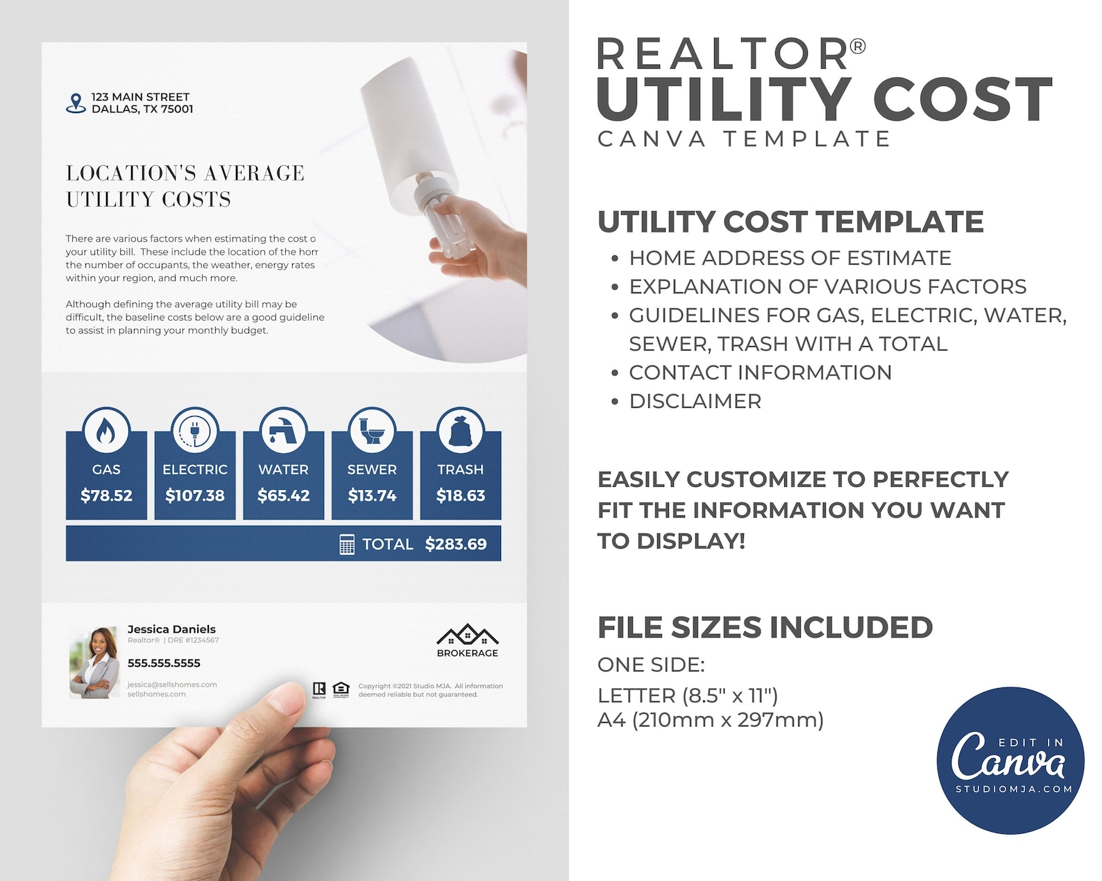 Realtor Utility Cost Template | Utility | Editable | Realtor Referrals ...