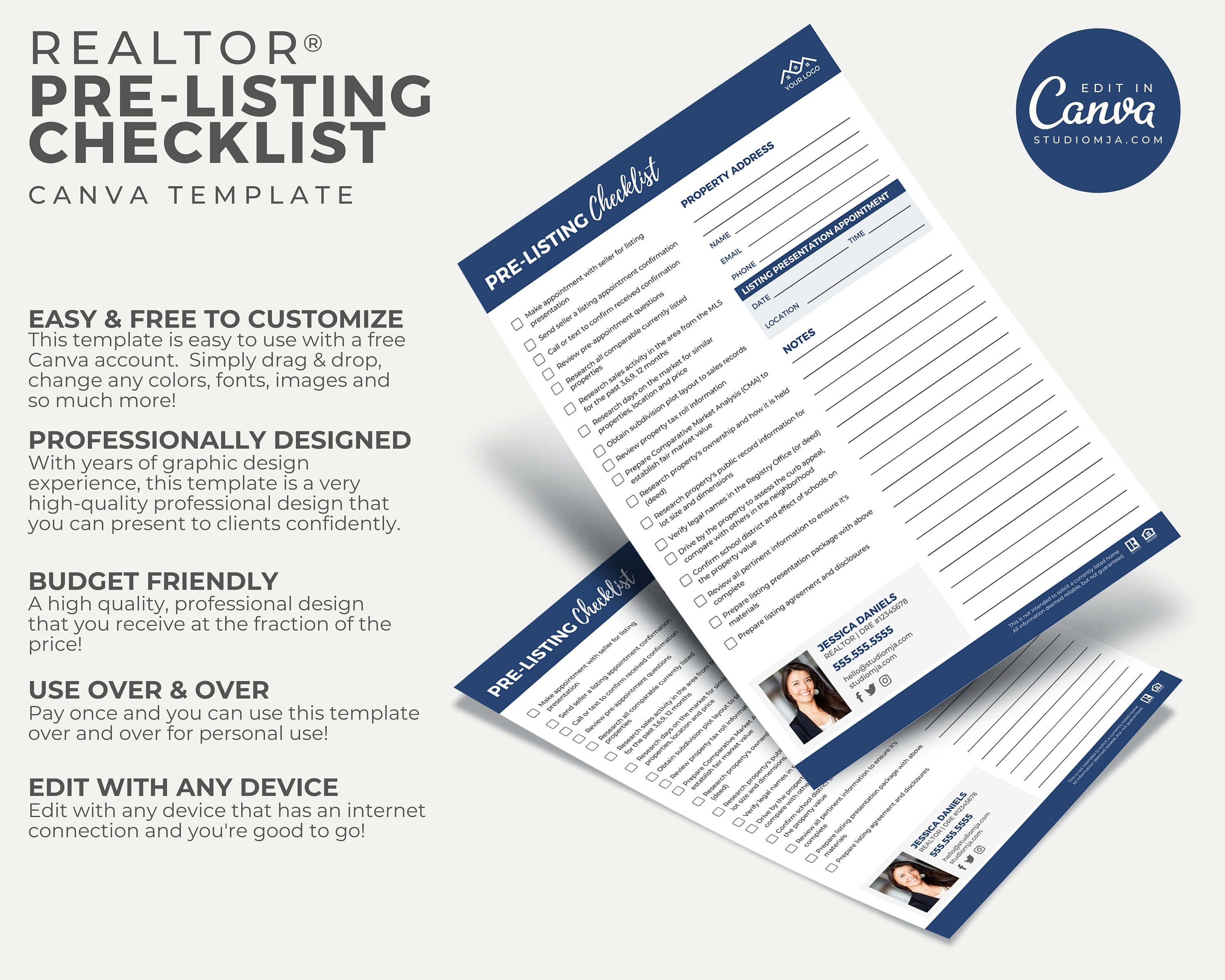 Realtor Pre-listing Checklist, Real Estate Marketing, Printable ...