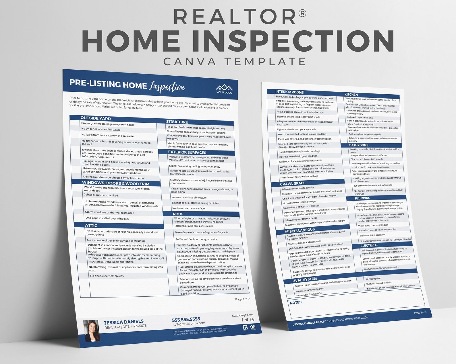 Real Estate Home Inspection Checklist, Real Estate Marketing, Printable ...