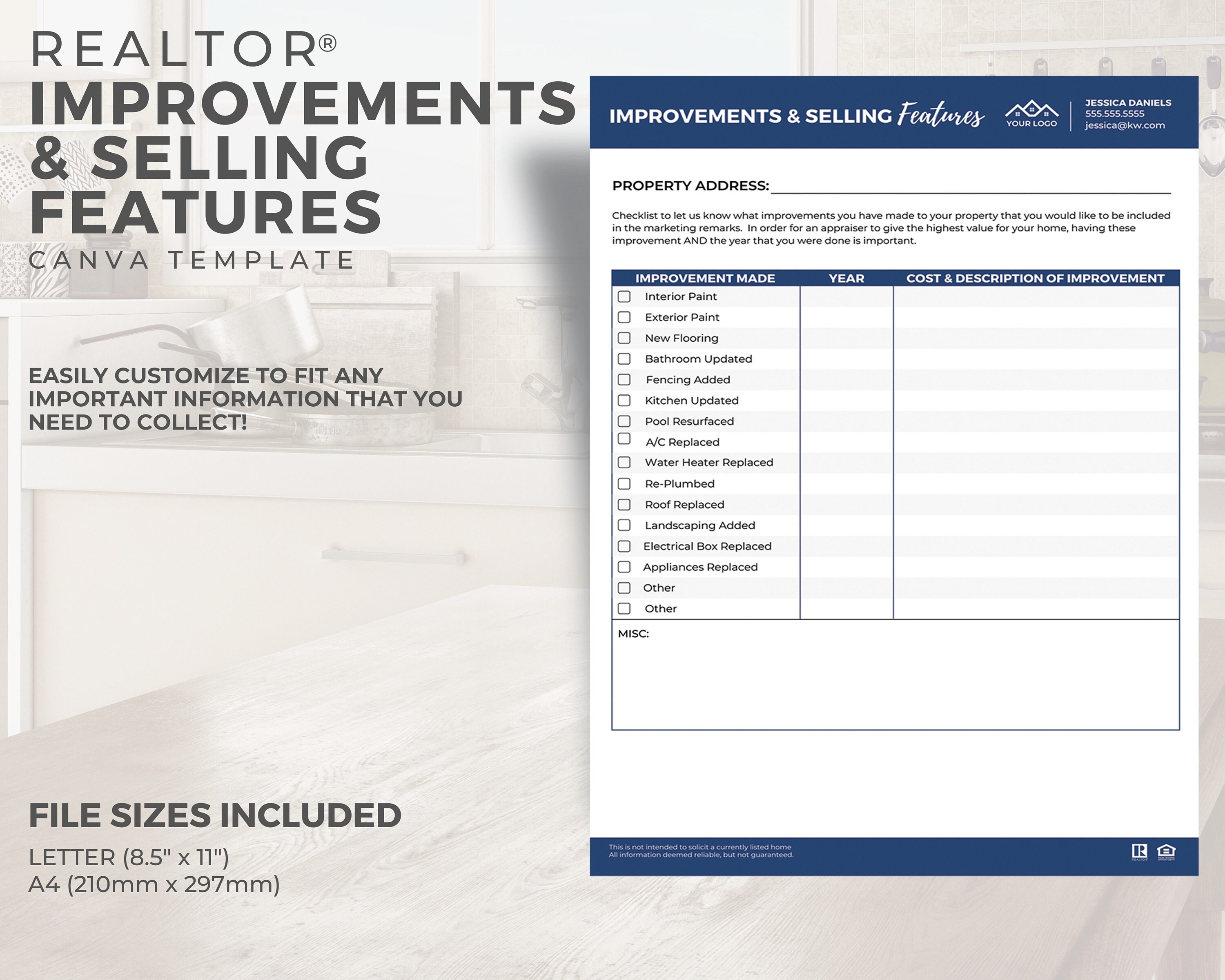 Real Estate Improvements and Selling Features Sheet Real - Etsy UK