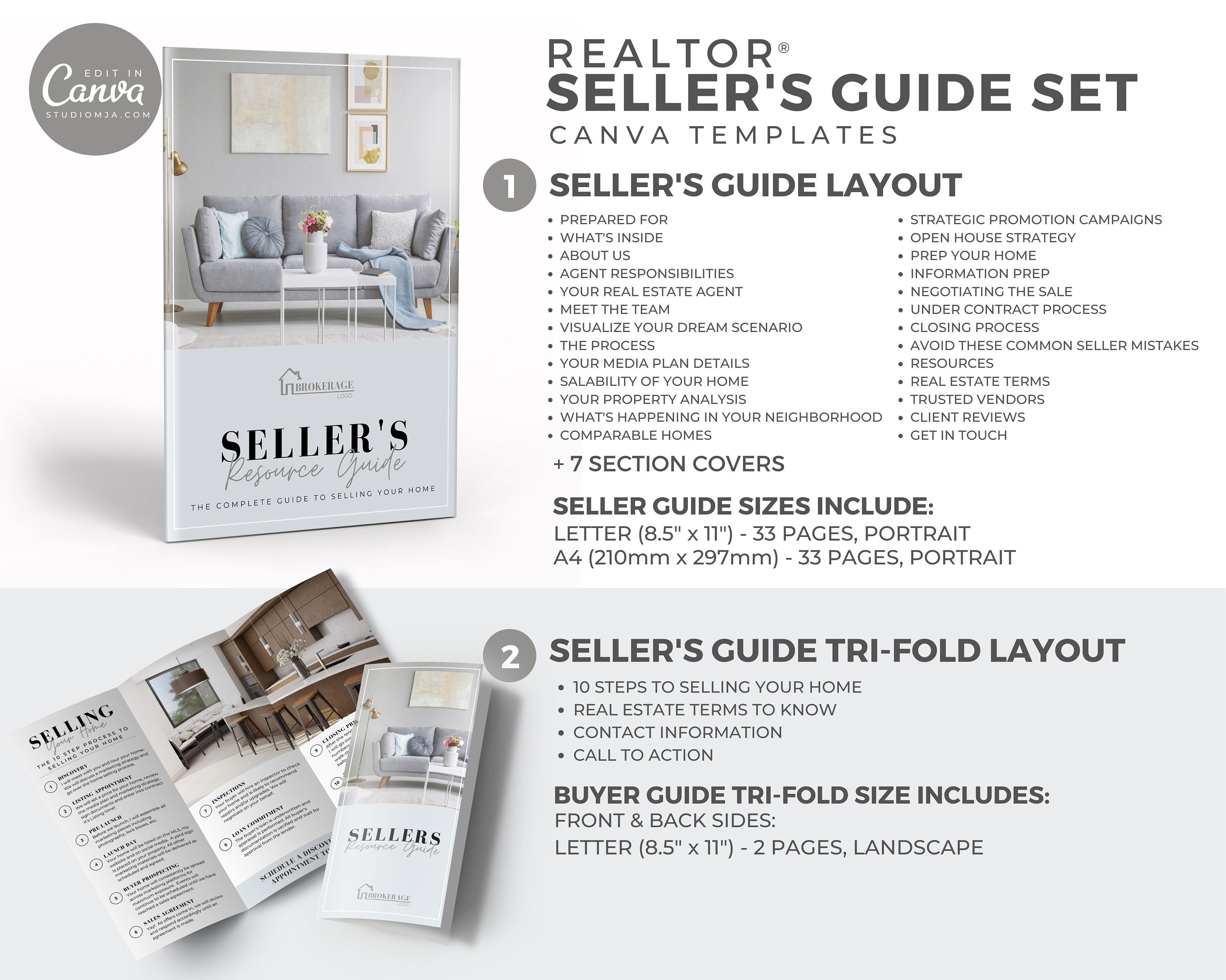 Seller Guide Set Listing Presentation Brochure Seller | Etsy
