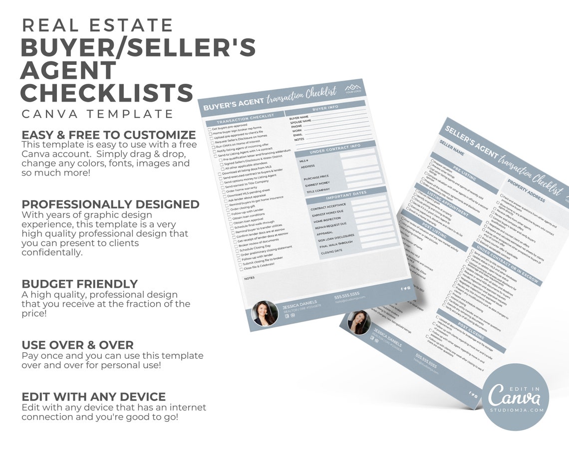 Sellers Agent Transaction Checklist, Real Estate Marketing, Real Estate ...