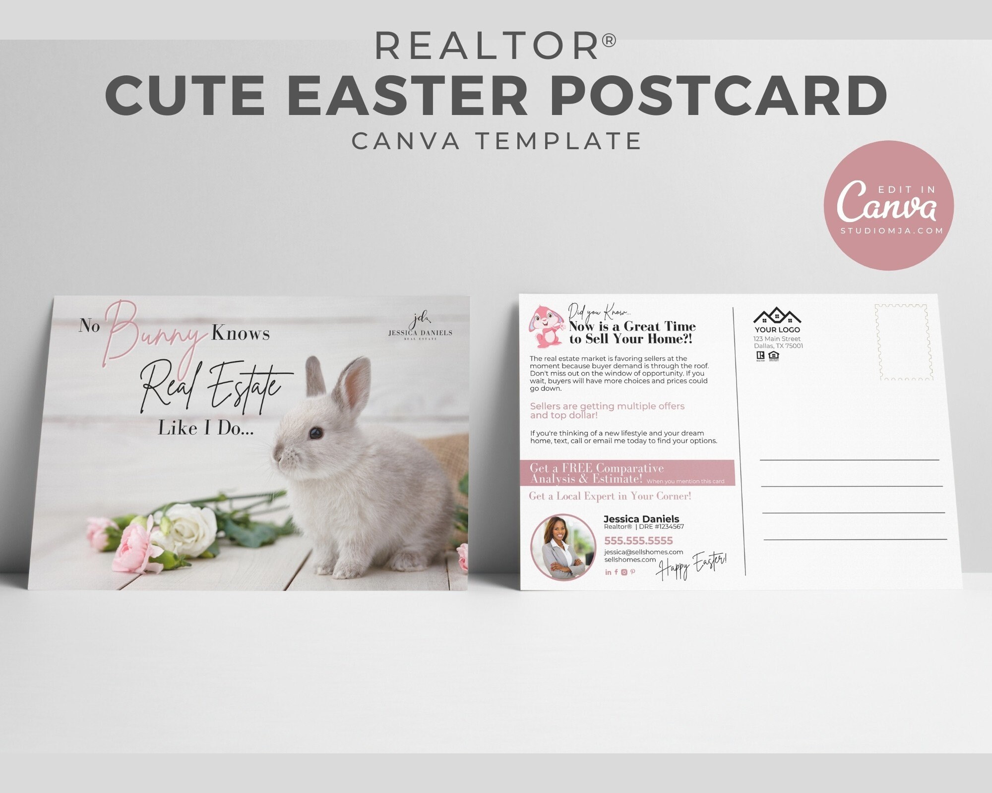 Real Estate Easter Postcard Realtor Template Real Estate | Etsy