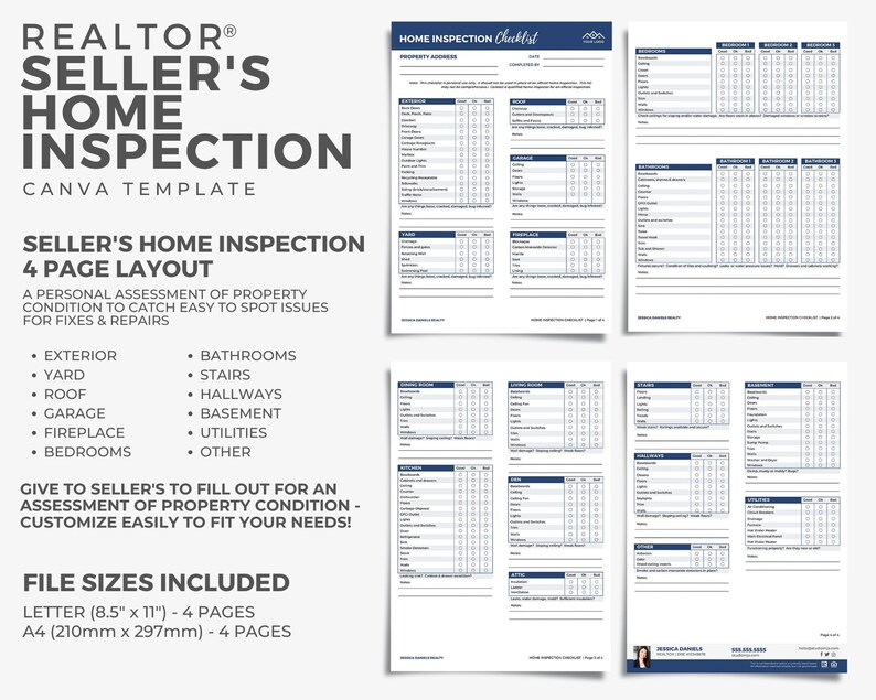 Real Estate Home Inspection Checklist, Real Estate Marketing, Printable ...