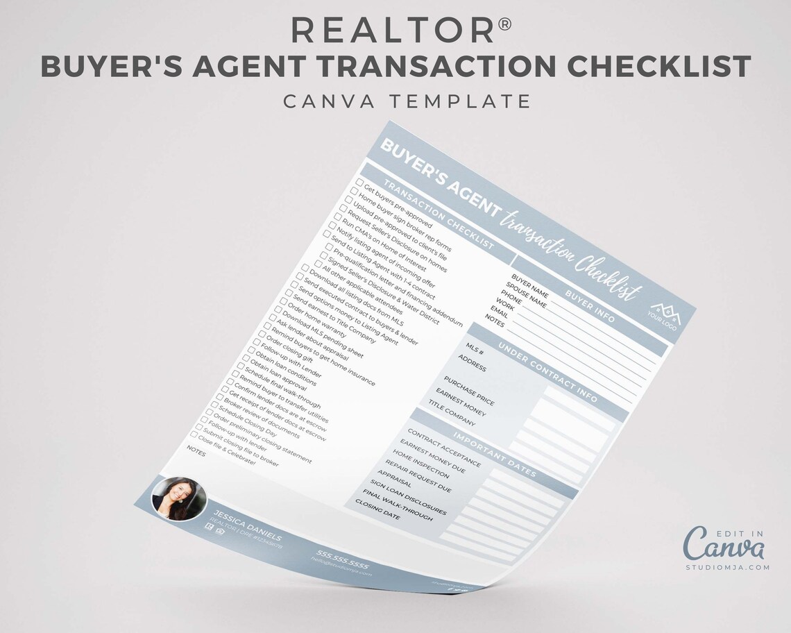 Sellers Agent Transaction Checklist, Real Estate Marketing, Real Estate ...