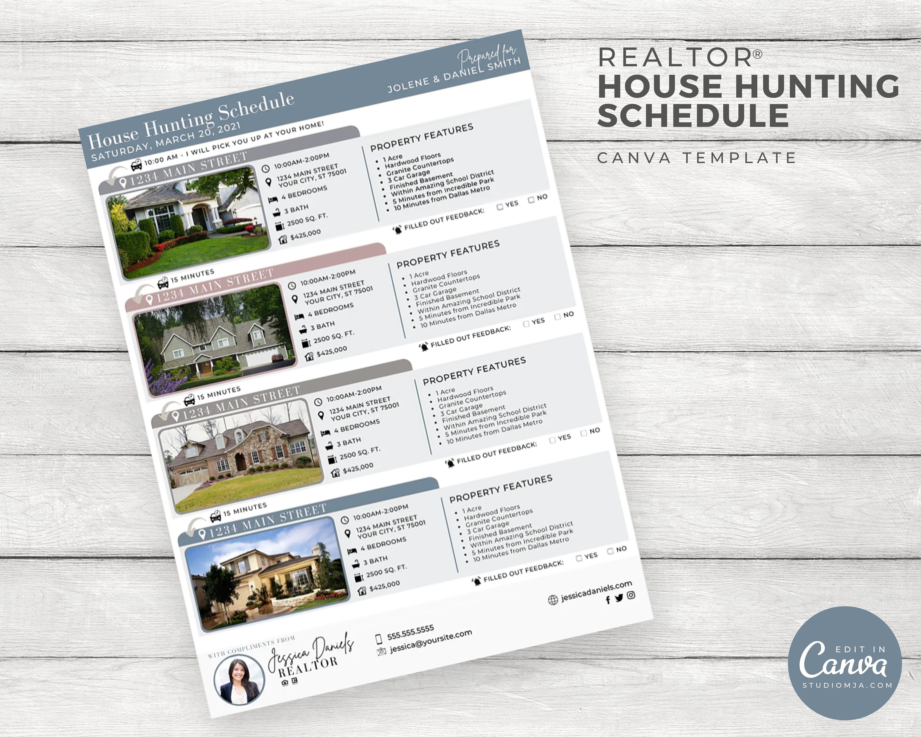 House Hunting Schedule | Real Estate Template | Home Buyer Guide | Home ...