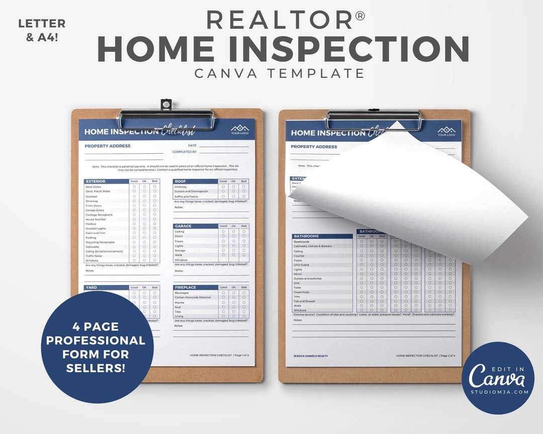 Real Estate Home Inspection Checklist, Real Estate Marketing, Printable ...