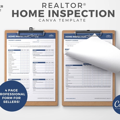 Real Estate Home Inspection Checklist Real Estate Marketing - Etsy