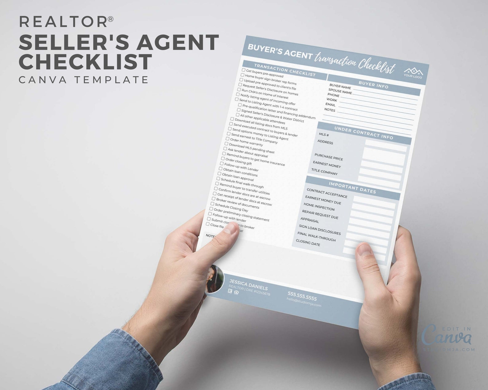 Sellers Agent Transaction Checklist, Real Estate Marketing, Real Estate ...