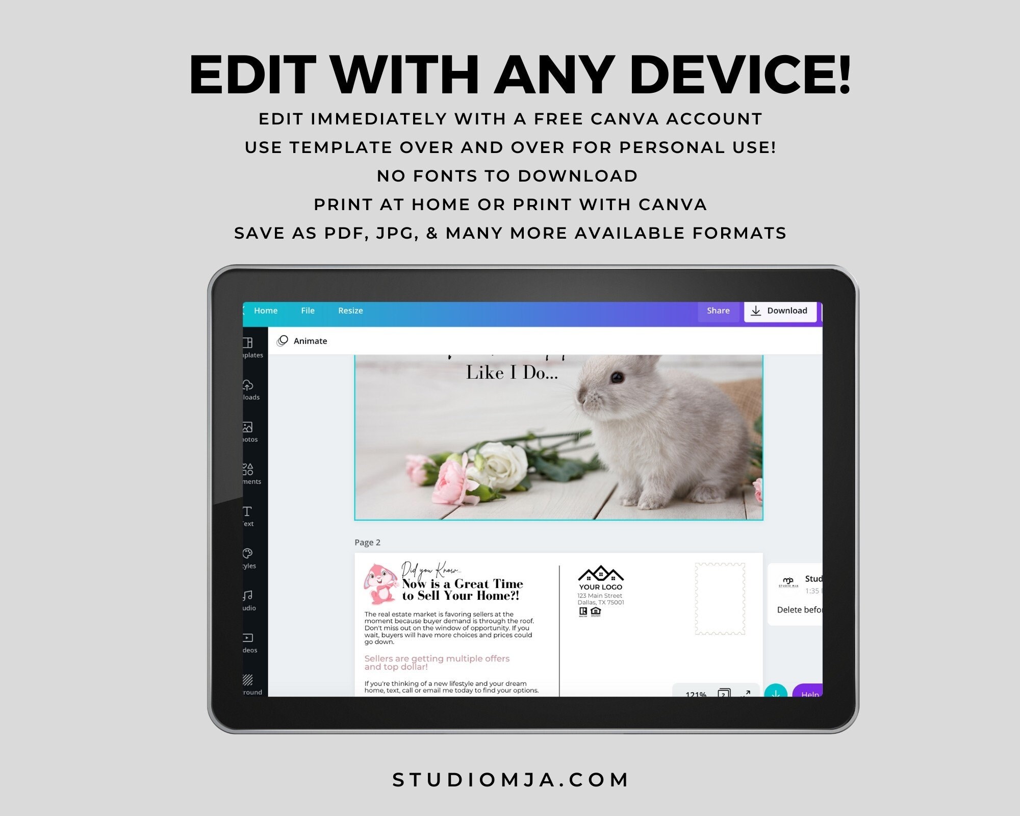 Real Estate Easter Postcard Realtor Template Real Estate | Etsy