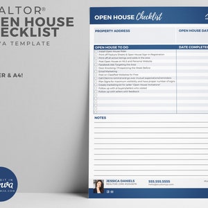 Open House Checklist, Realtor Tool, Real Estate Marketing, Real Estate ...