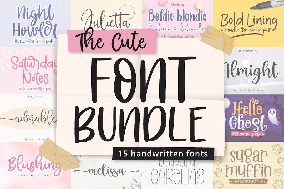 Cute Font Bundle 15 Cute Font Bundle, Cricut Fonts, Script Fonts ...