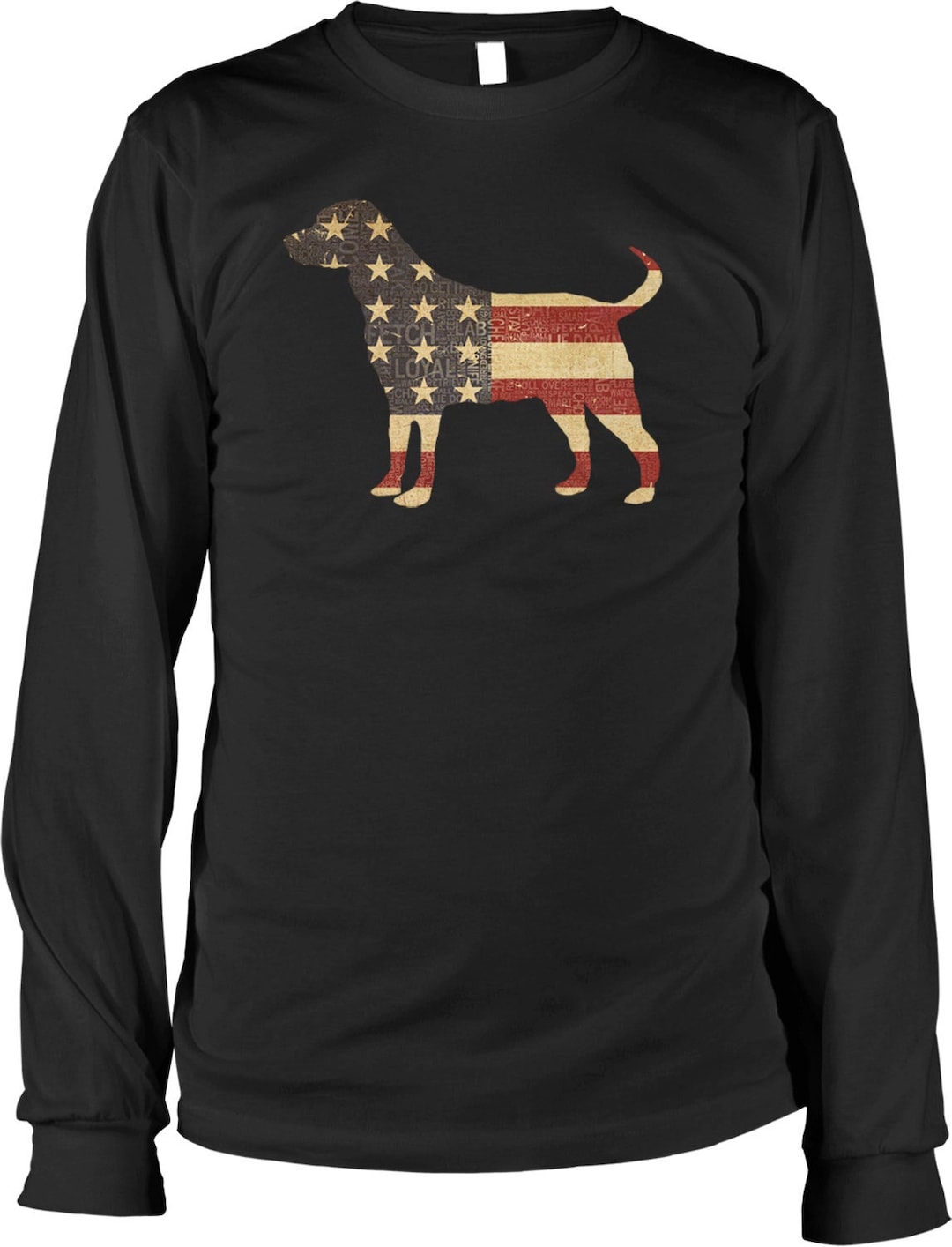 Vintage American Flag Labrador Retriever Long Sleeve Shirt, HOOD_01616 ...