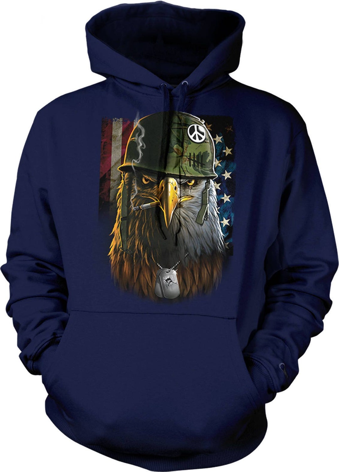 Army Eagle, Bad-ass Bald Eagle Hooded Sweatshirt, HOOD_01084 - Etsy
