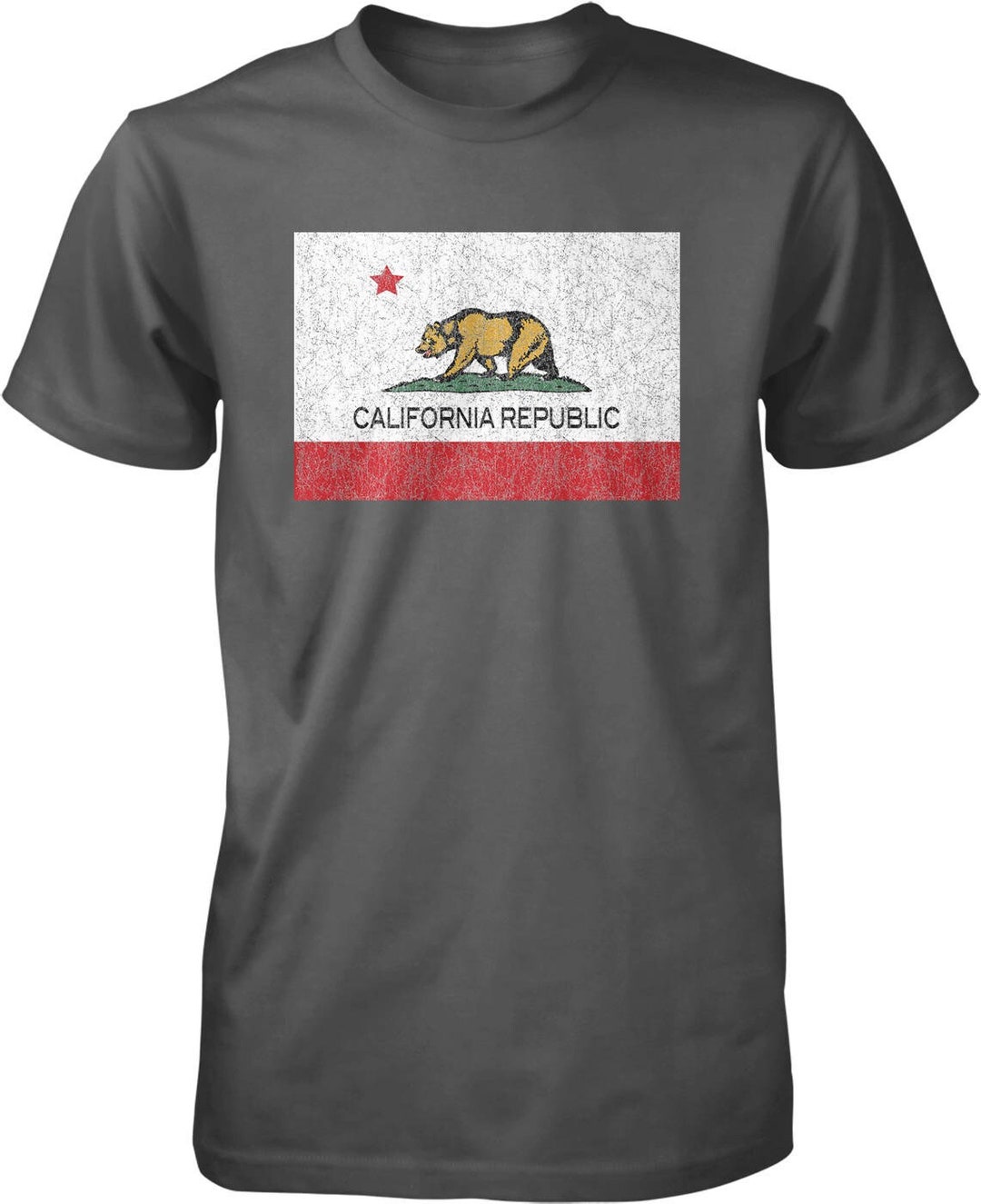 California State Flag, Distressed Cali Flag Men's T-shirt, HOOD_01184 ...