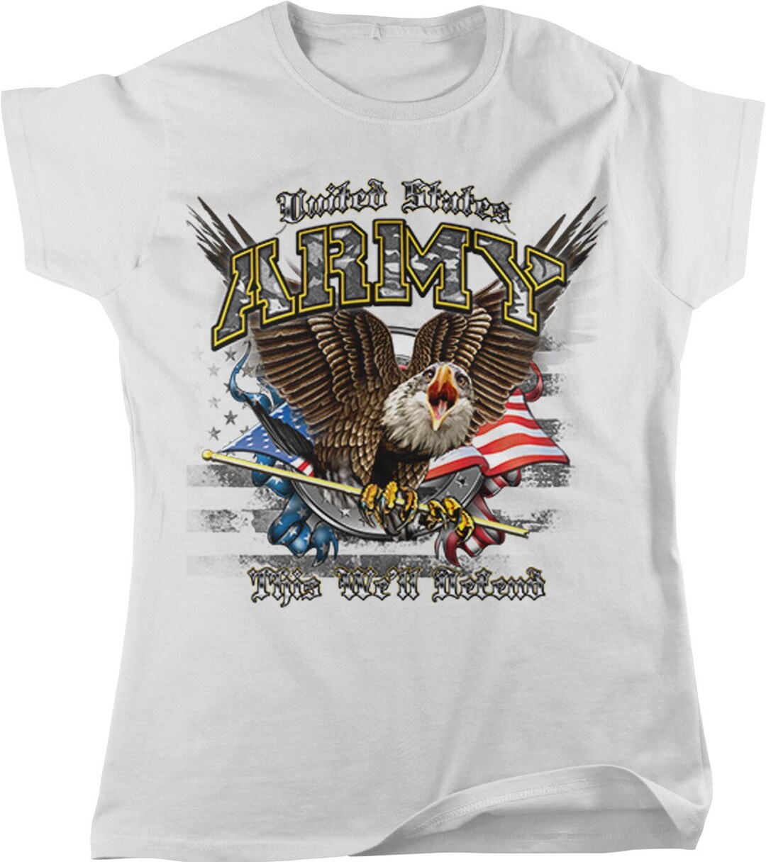 US Army, This We'll Defend, Eagle With American Flag Women's T-shirt ...