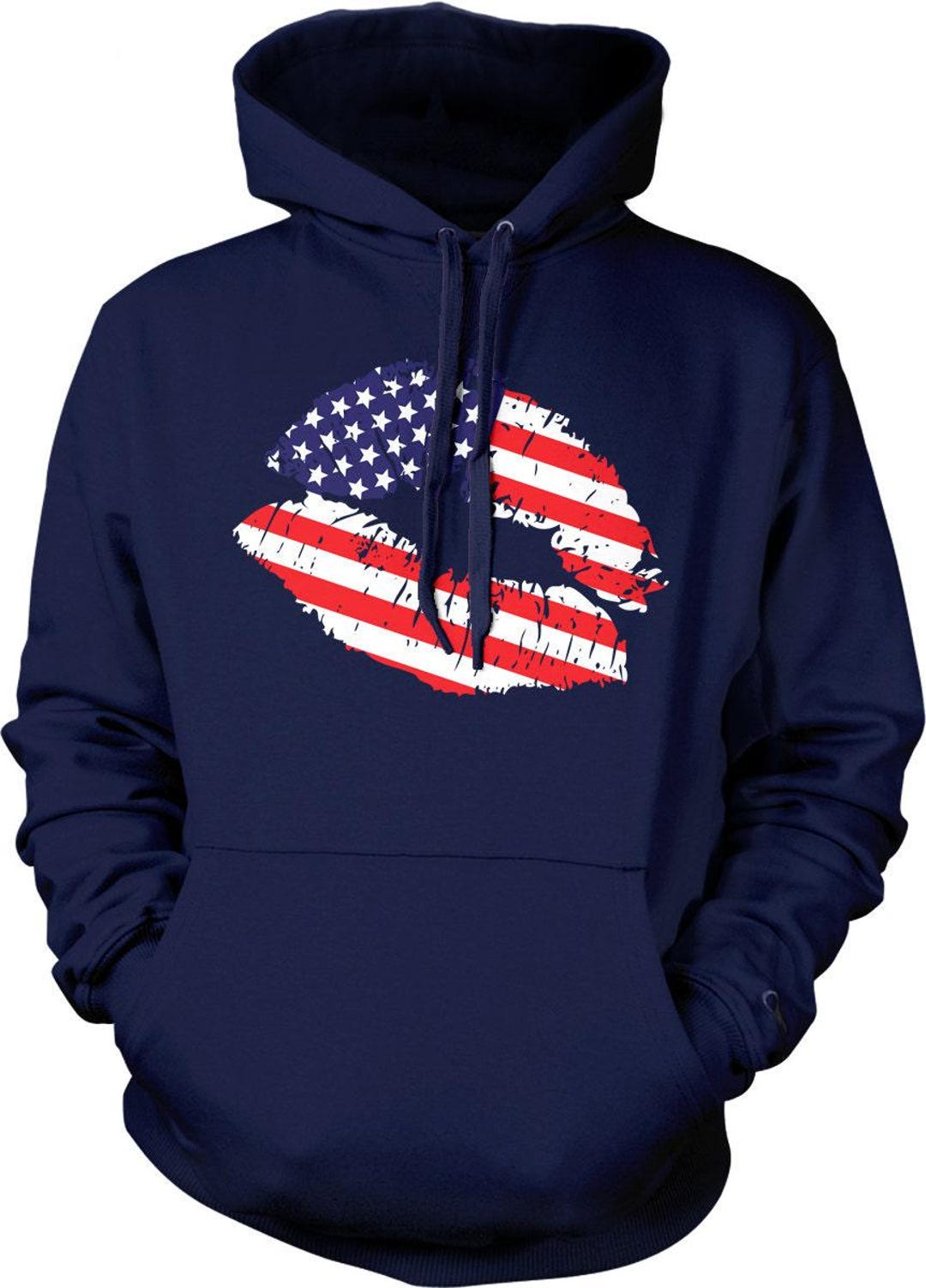 American Lips, American Kiss, Lips With US Flag, US Pride Hooded ...