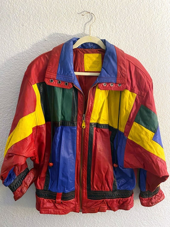 Vintage colorblock leather jacket - Gem