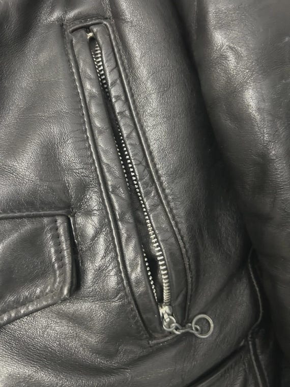 VTG 1960's EXCELLED Black Leather Motorcycle Jacket 3… - Gem