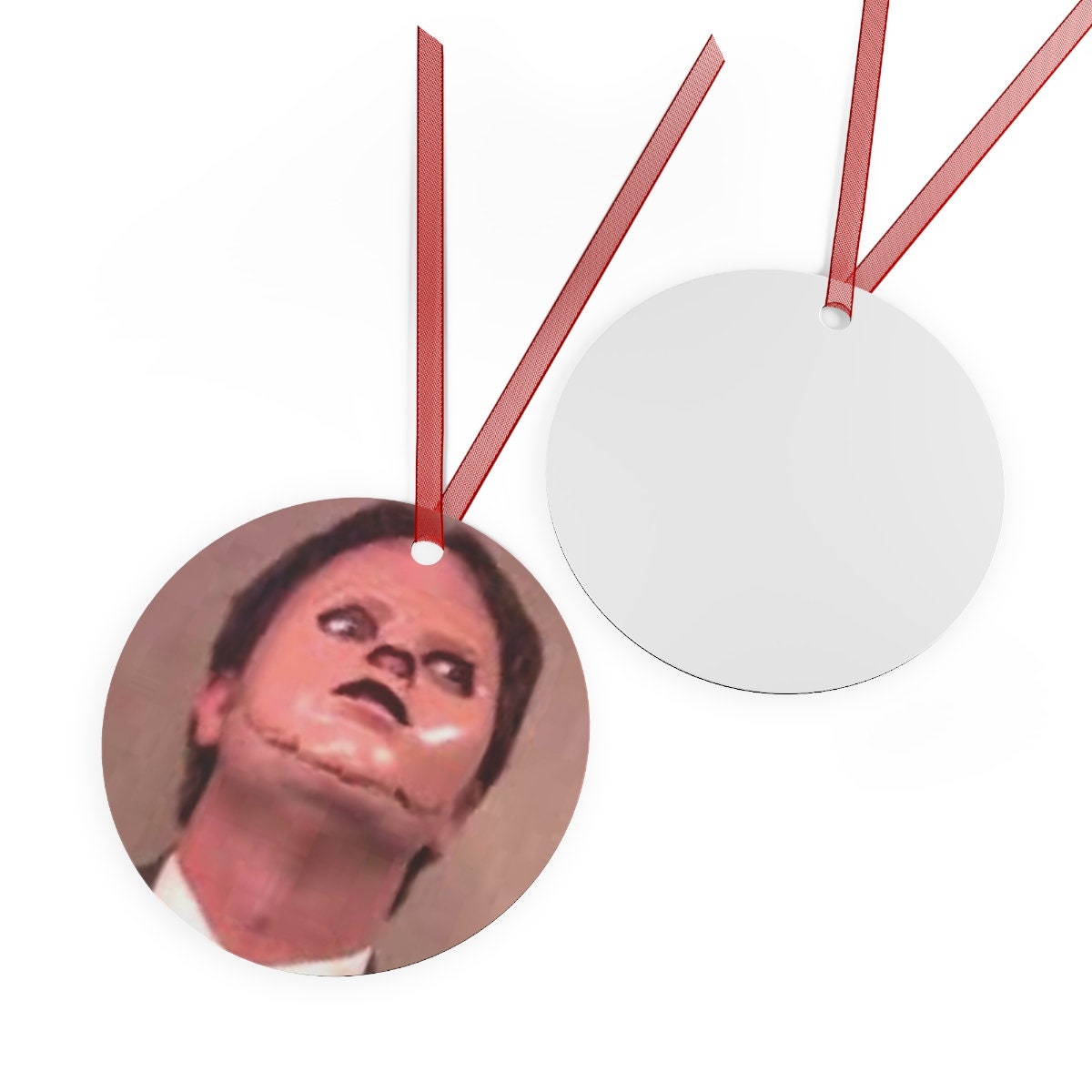 Dwight Schrute the Office Round Metal Tree Christmas Ornament Secret ...