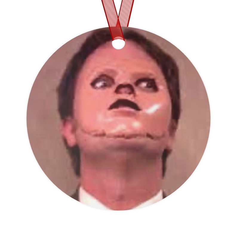 Dwight Schrute the Office Round Metal Tree Christmas Ornament Secret ...