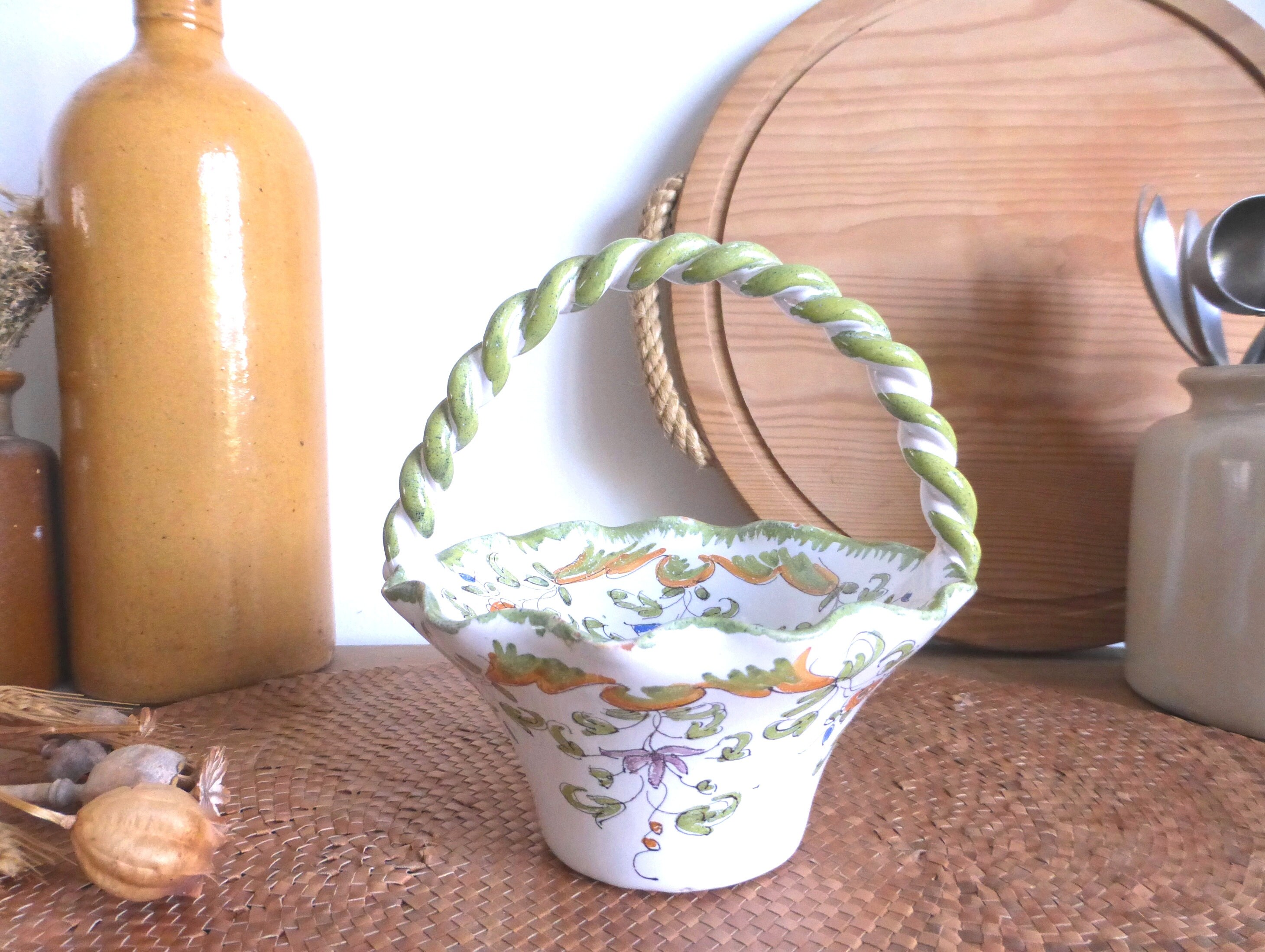 Delightful French Vintage MOUSTIERS Hand-painted Polychrome Ceramic ...