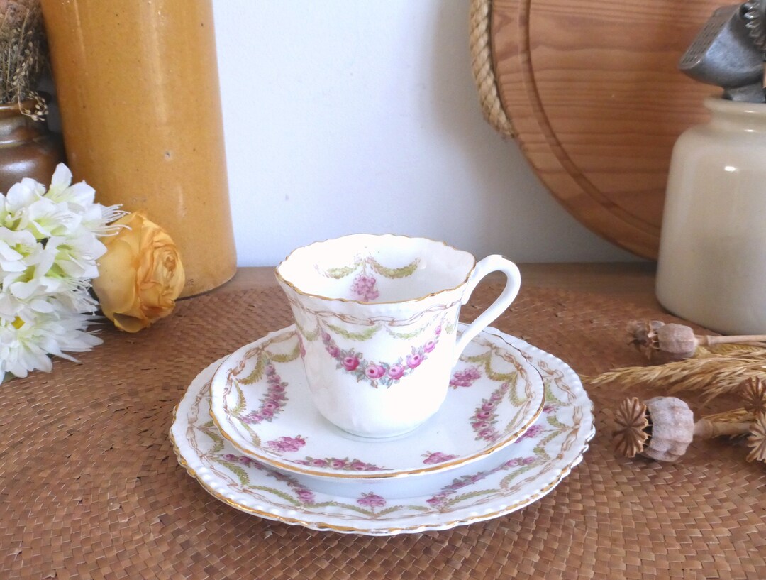 RARE English Antique CHAPMAN Bone China Trios – Cup Saucer Tea Plate ...
