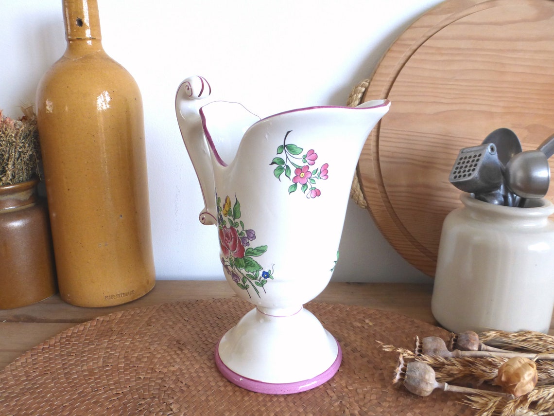 Beautiful French Vintage K&G LUNEVILLE Pitcher Jug Style Vase With ...