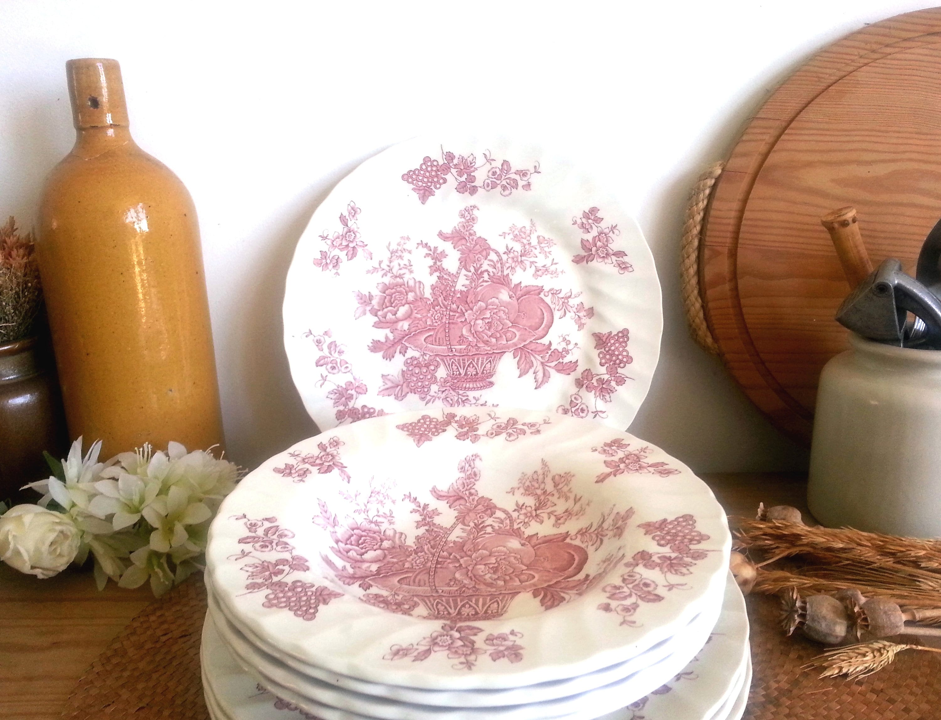 RARE! Stunning Set of English Vintage MYOTT MEAKIN Bountiful Red ...