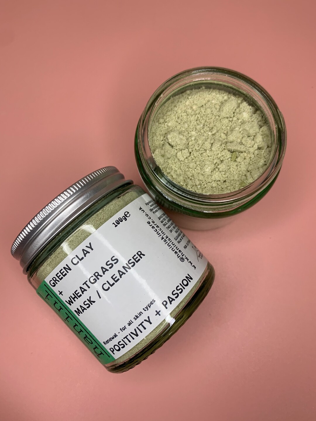 Face Cleansing Powder Mask - GREEN CLAY + WHEATGRASS 100% Plant Based ...