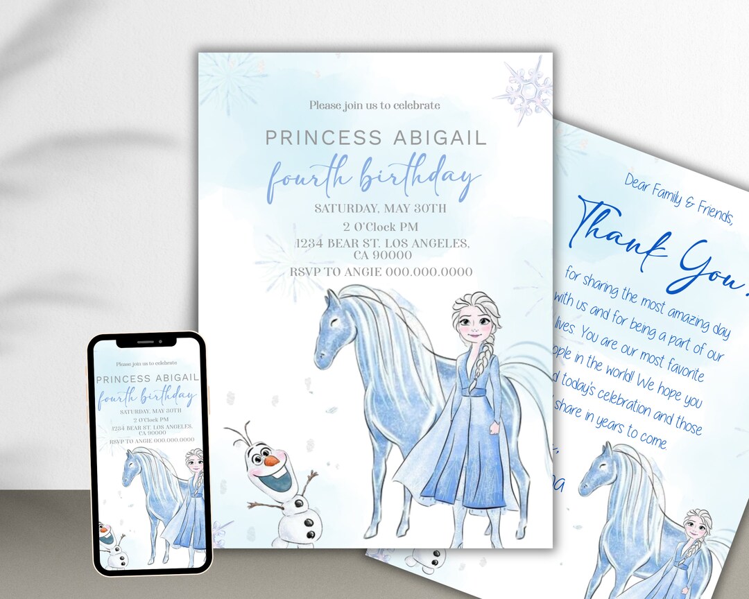 Elsa FROZEN Invitation Elsa Birthday Invitation Winter Snow Birthday ...