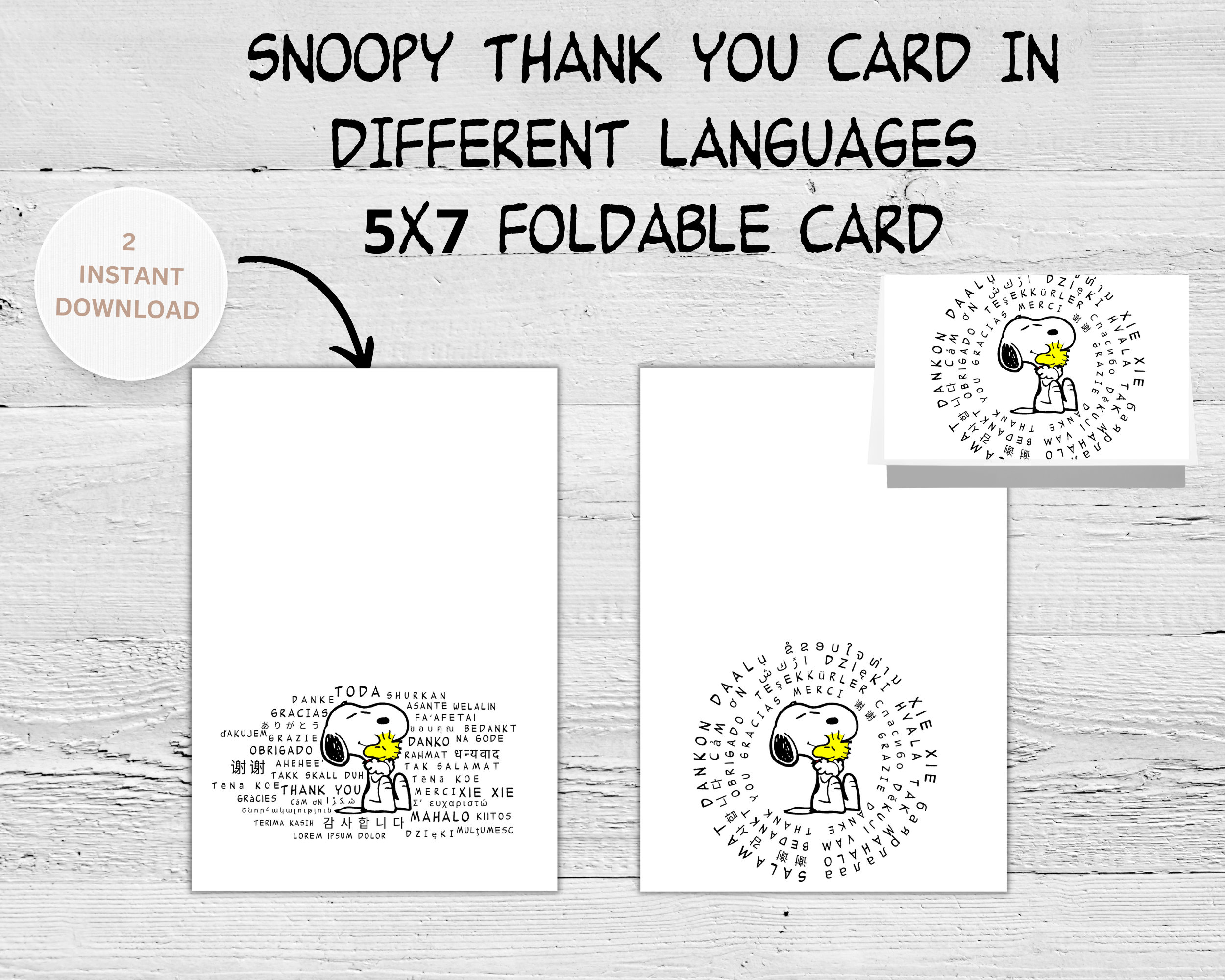 Snoopy Thank You Card, Thank You Card, Digital Thank You Card, Snoopy ...