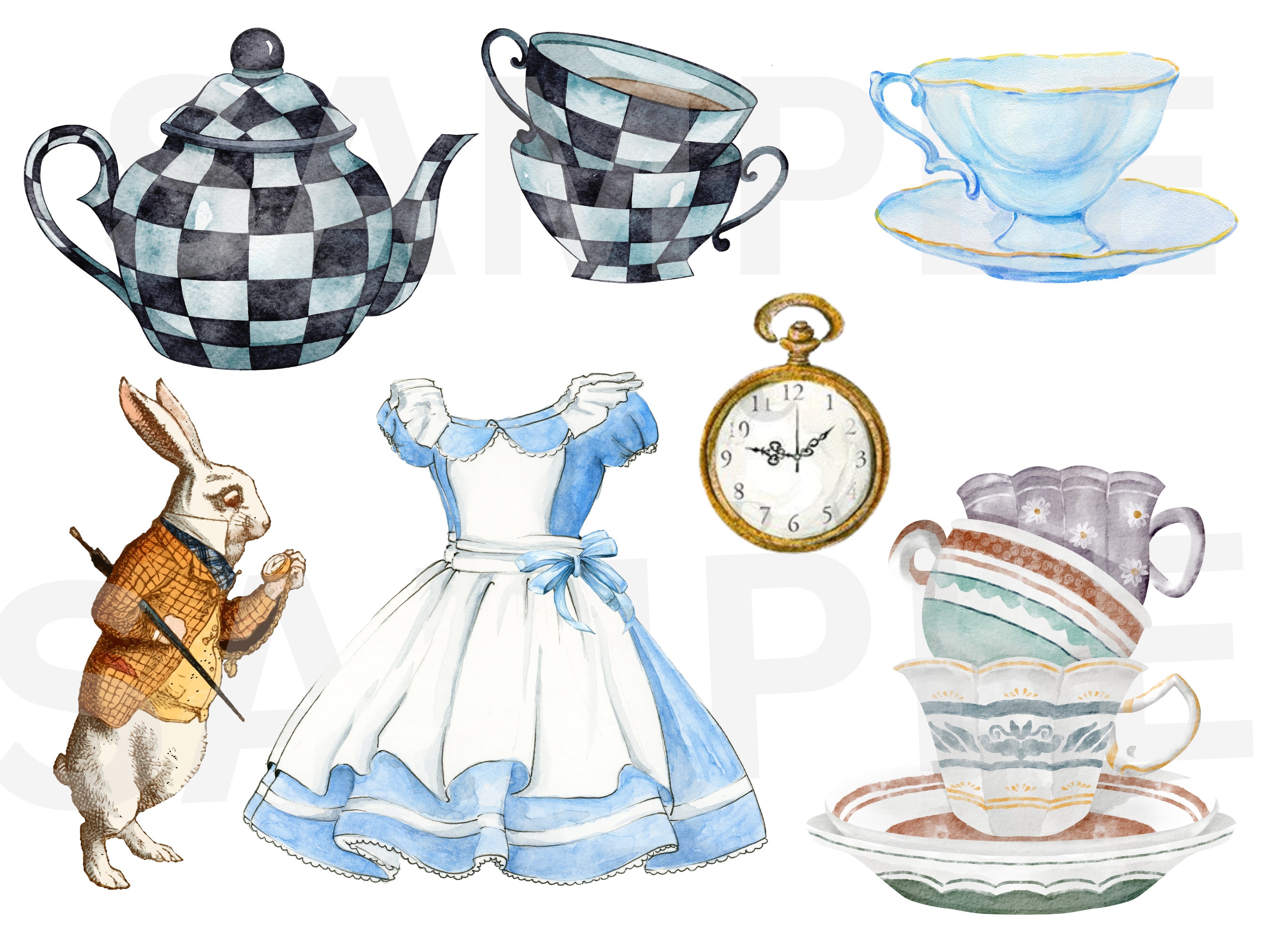 Alicia en el País de las Maravillas Clipart Alicia Clip Art Acuarela ...