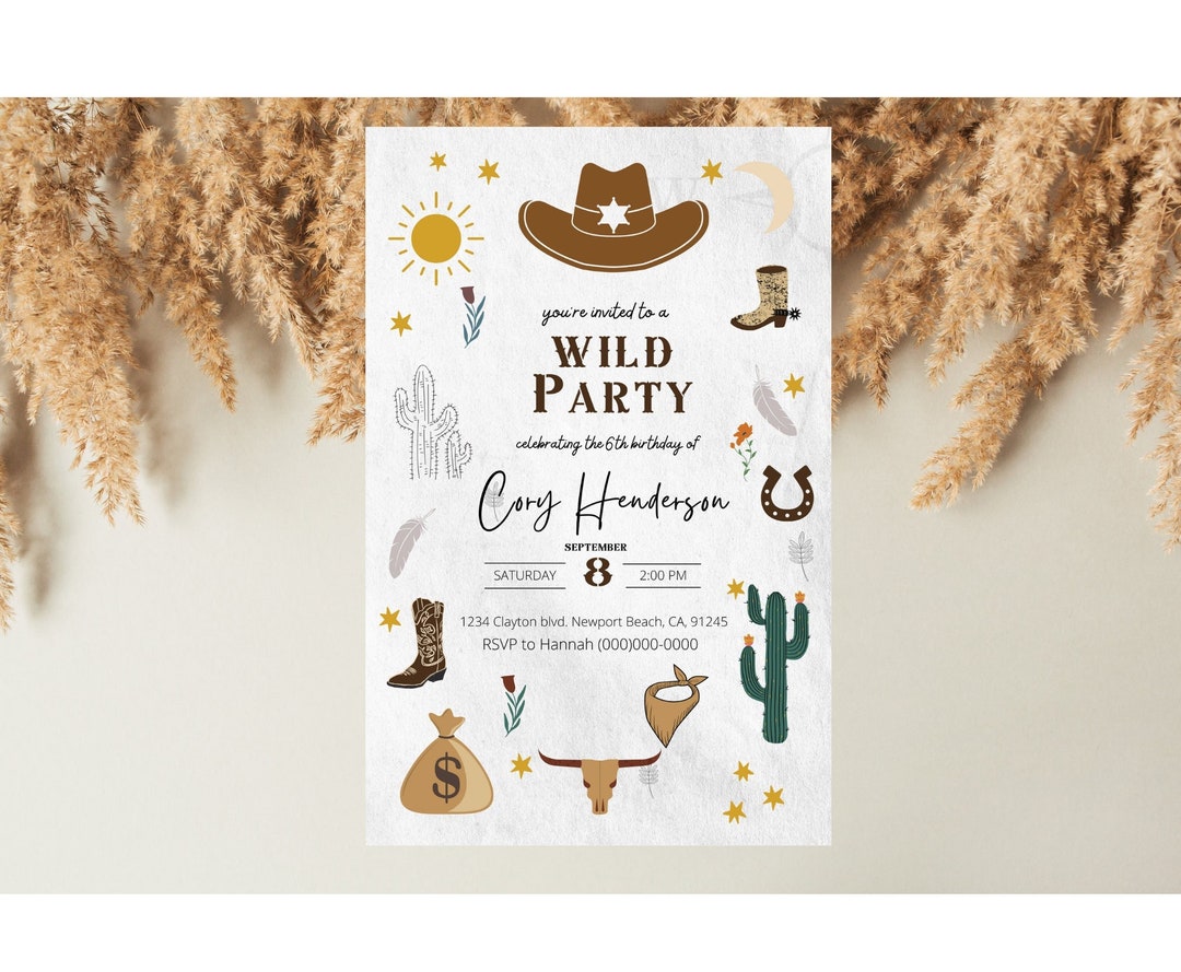 Wild West Birthday Invitation, Instant Download, Cowboybirthday Party ...