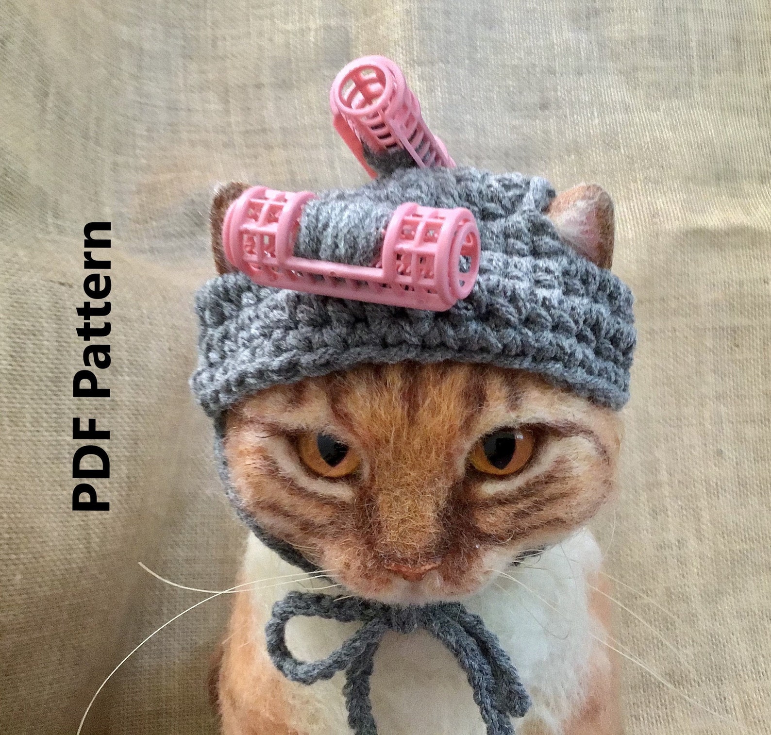 Cat Hat Curler Pattern, Curler Hat Pattern, Hats for Cats, Pet Hat ...